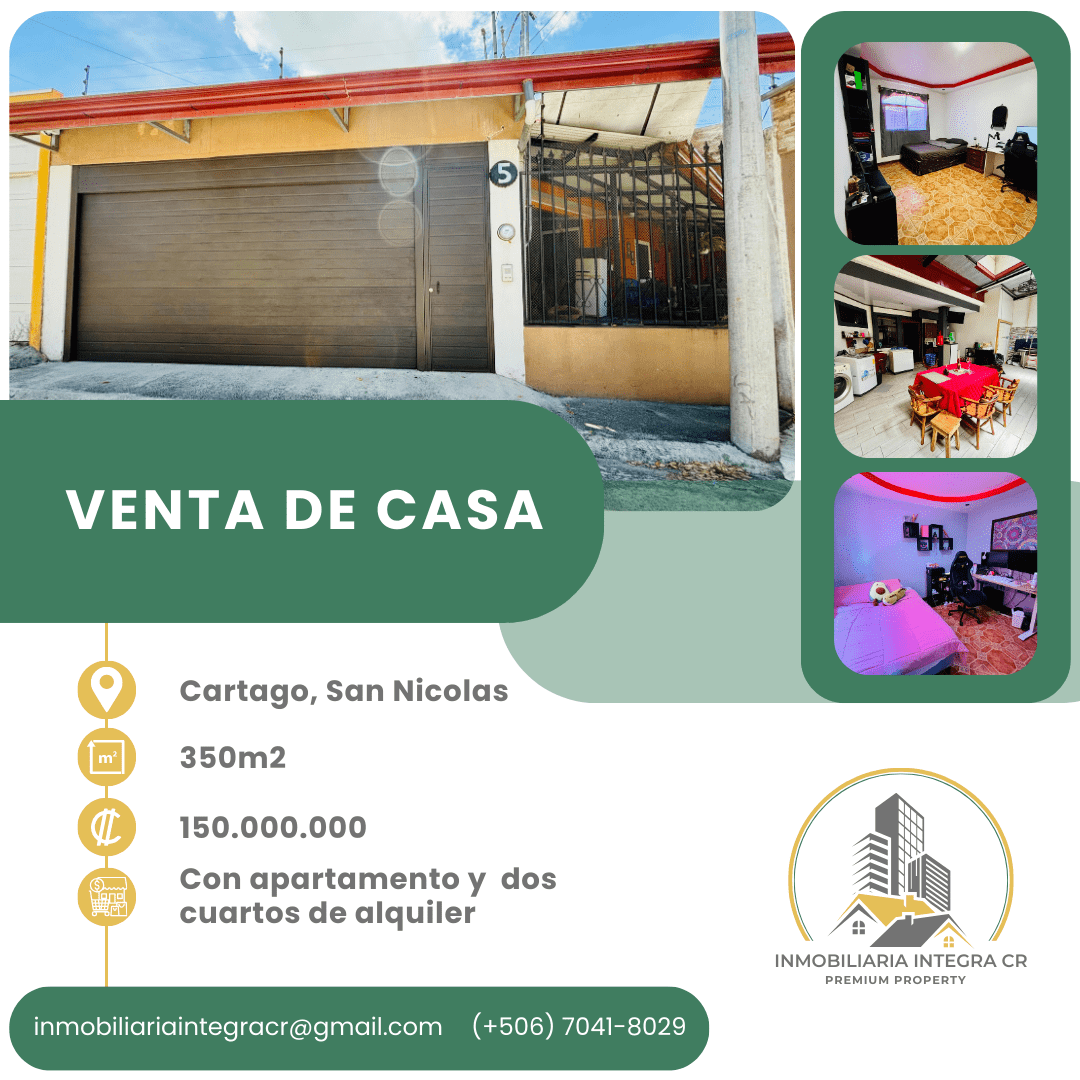 Casa San Nicolas con Apartamento - Cámara Costarricense de Corredores ...